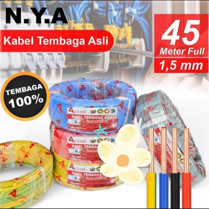 Jual Kabel NYA 1x1.5 1x1,5 SNI Tembaga Aseli Murni / Kabel Listrik Warna Roll | Shopee Indonesia