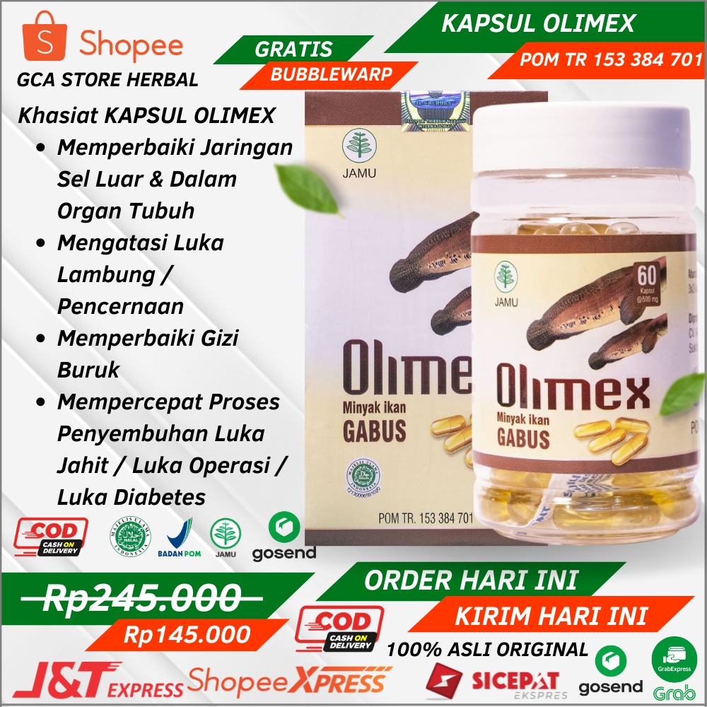 Jual Kapsul OLIMEX Minyak Ikan Gabus Original Obat Luka Operasi Luar Dalam Paling Ampuh isi 60 ...