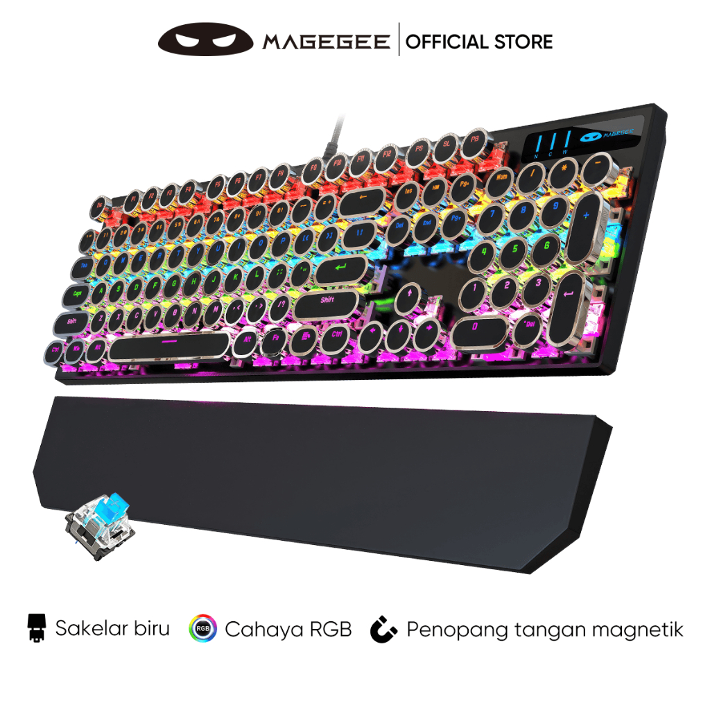 Jual MAGEGEE Mechanical Keyboard Gaming Wired 100% Layout LED Light ...