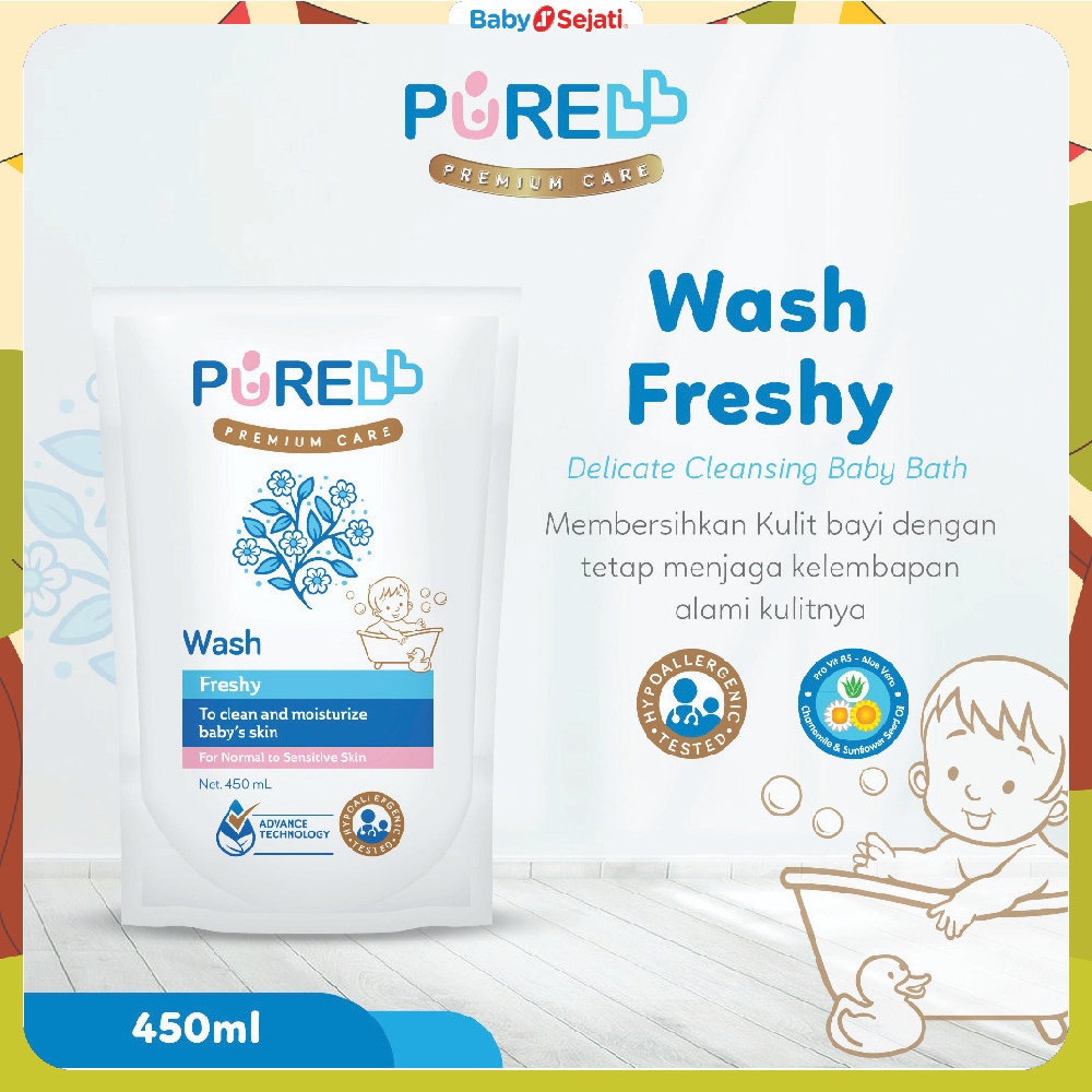 Jual PURE BB Wash Refill 450ML Sabun Mandi Bayi Refill 450 Ml No Added ...