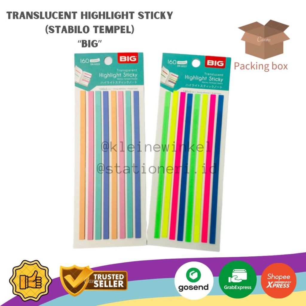 Jual Highlight Sticky Transparant/Stabilo Tempel BIG isi 160 sheets ( 1 PACK/Strip ) | Shopee ...