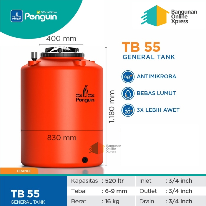 Jual TANGKI AIR / TOREN / TANDON PENGUIN TB55 (520 LITER) | Shopee ...