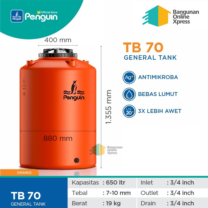Jual TANGKI AIR / TOREN / TANDON PENGUIN TB70 (650 LITER) | Shopee ...