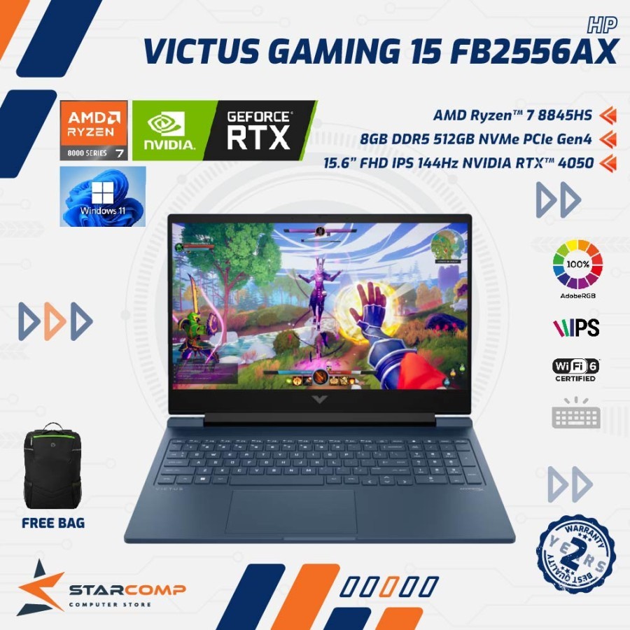 Jual HP Victus Gaming 15-FB2556AX AMD Ryzen 7 8845HS 8GB 512GB RTX4050 ...