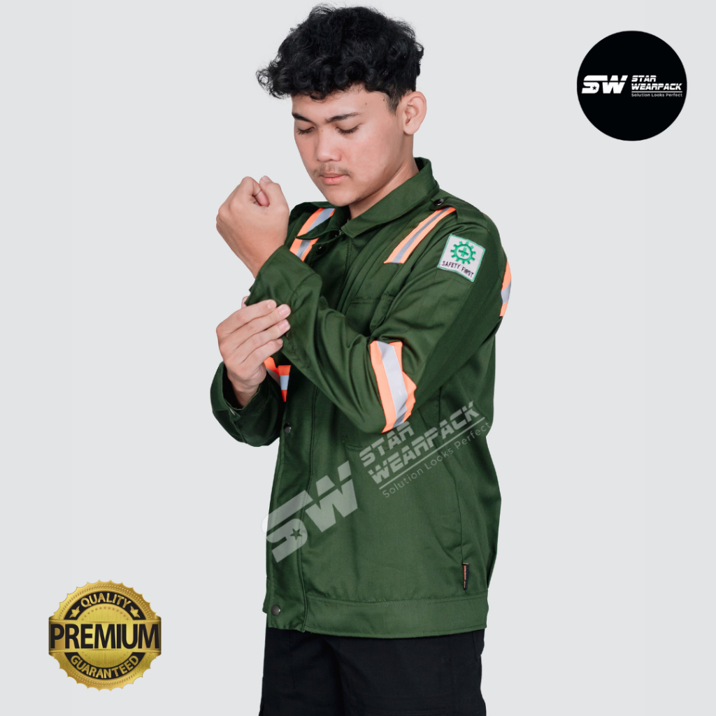 Jual Wearpack Safety Warna Hijau Army Lengan Panjang Resleting | Shopee ...