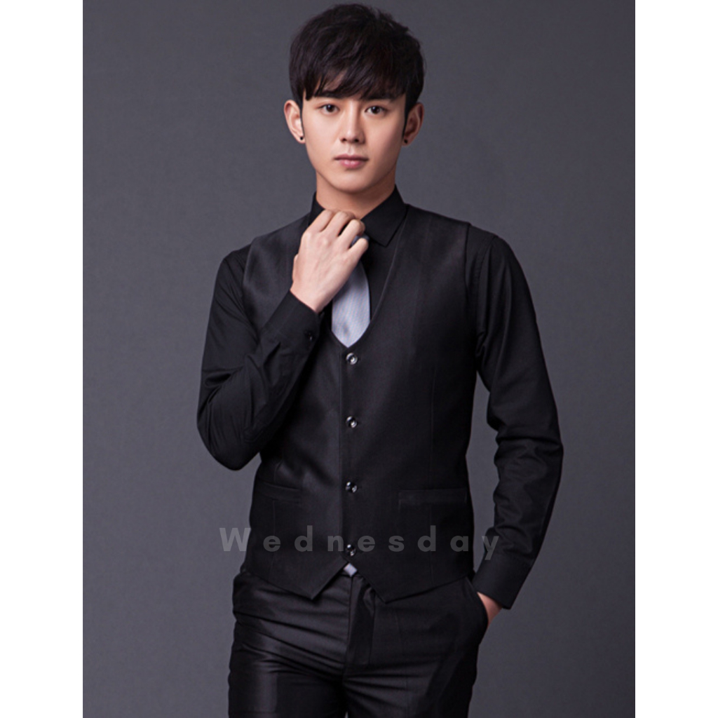 Jual Rompi Jas Pria Slimfit Vest Formal Hitam & Pengantin, Cocok untuk ...