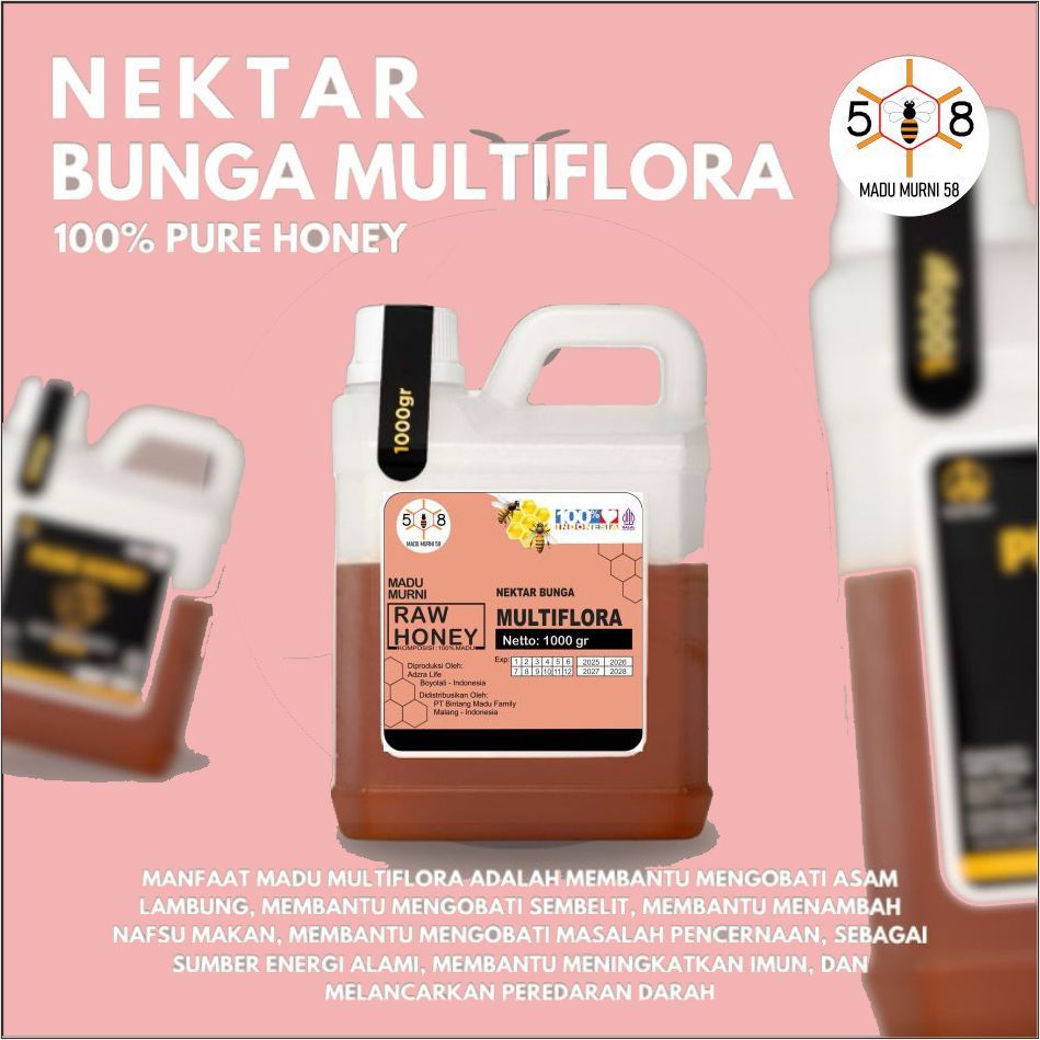 Jual Madu 58 Murni Asli 100% Nektar Multiflora 1 kg | Shopee Indonesia
