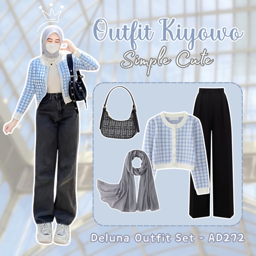 Jual One Set Wanita Kekinian Korean Style Outfit Remaja Kece Terbaru 4 In 1 One Set Hijab Ala ...