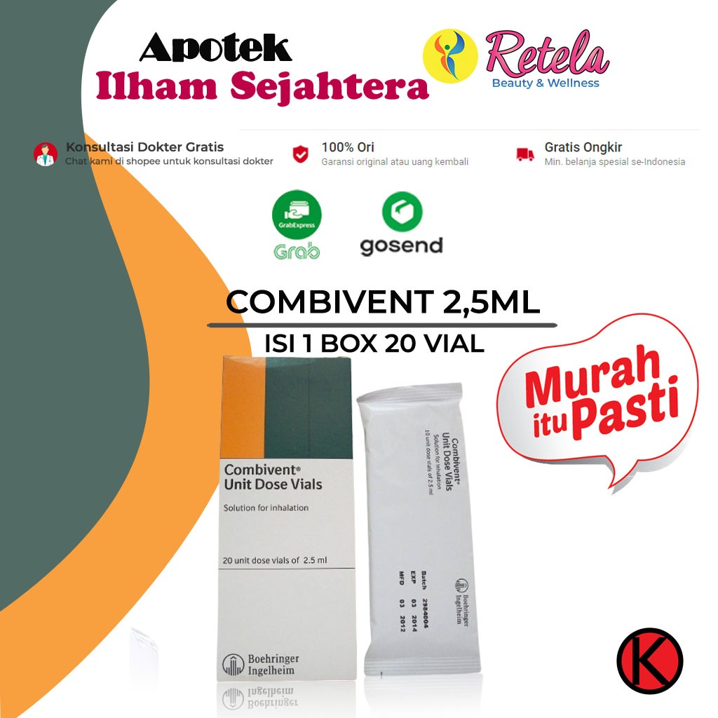 Jual COMBIVENT 2,5ML UDV 1 BOX ISI 20 VIAL/SALBUTAMOL SULFAT ...