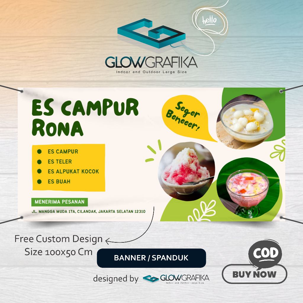 Jual Cetak Spanduk Banner ES Campur Model Cream | Shopee Indonesia
