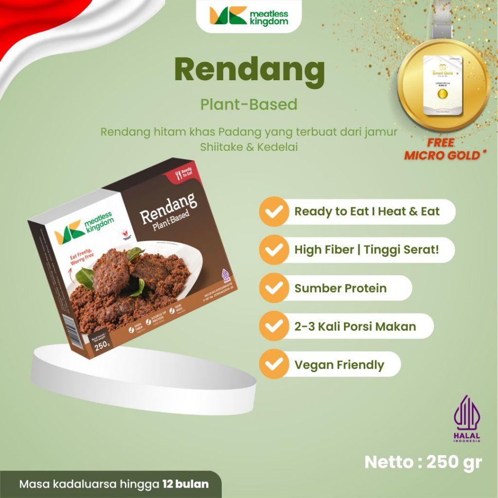 Jual Daging Vegan Rendang - Meatless Kingdom - Kaya Serat & Sumber ...