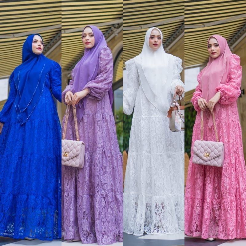 Jual dress syari Khayra malika brokat by mariani raina | Shopee Indonesia