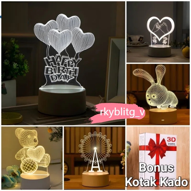 Jual Lampu 3D LED lampu tidur 3D acrylic tidur /lampu malam bulan bola ...