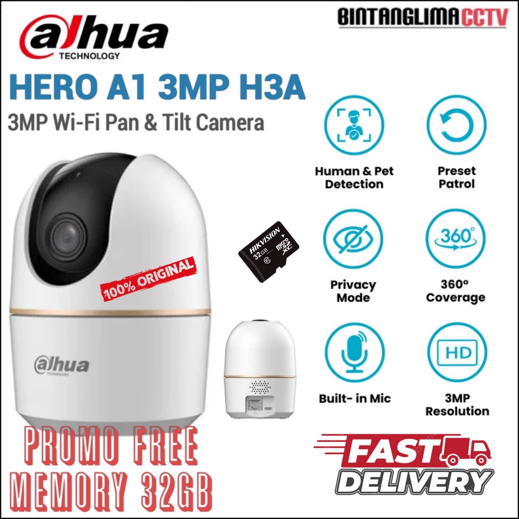 Jual Dahua HERO A1 3MP DH-H3A Smart Indoor Wifi Pan & Tilt Network ...