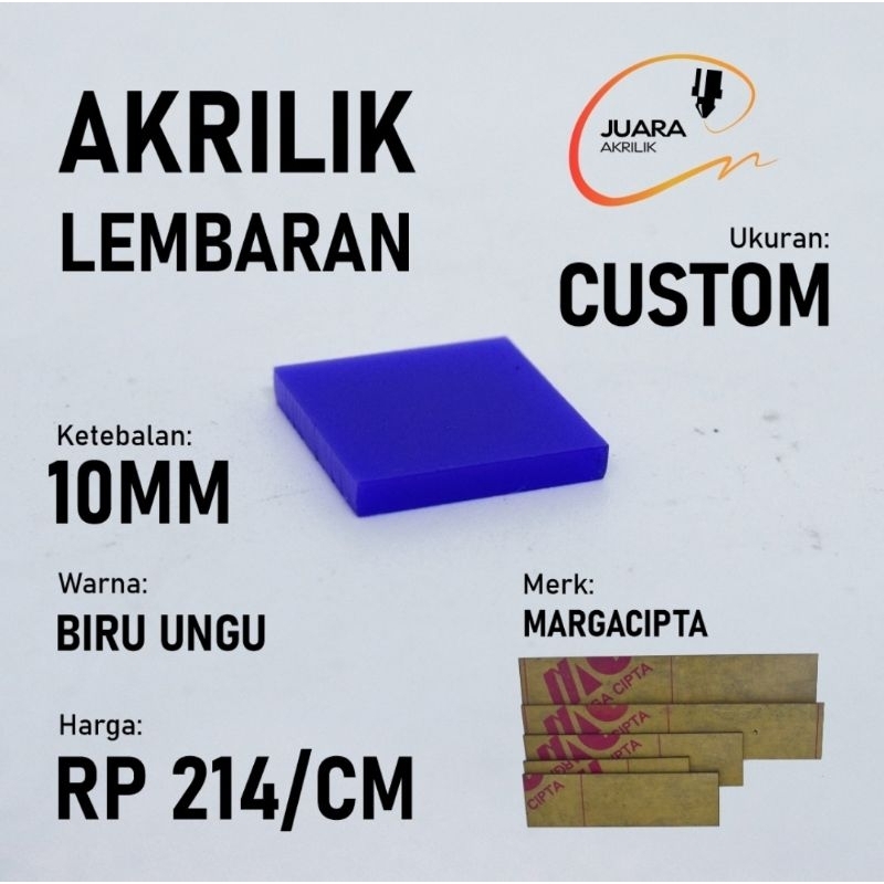 Jual Akrilik Lembaran Custom | BIRU UNGU - 10mm | Shopee Indonesia