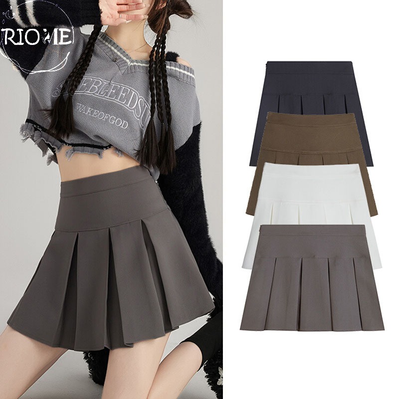 Jual Rok lipit pinggang tinggi gaya Amerika Spice Girl rok lipit ...