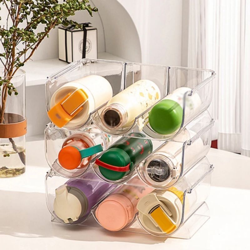 Jual Rak Botol Minuman Susun Transparan Bottle Holder Organizer Storage ...