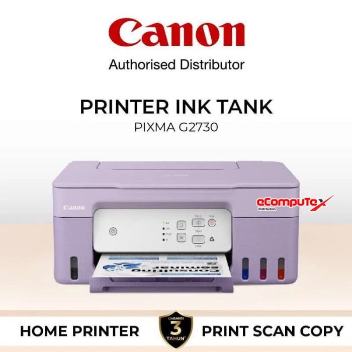 Jual PRINTER CANON G2730 PURPLE PIXMA PRINT SCAN COPY INK TANK ORIGINAL ...