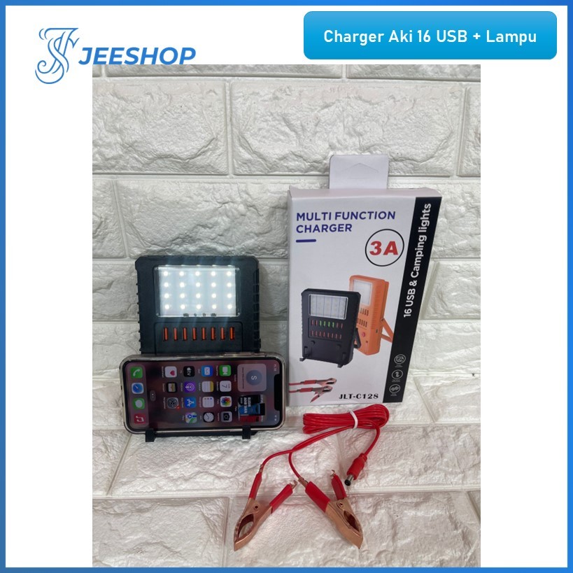 Jual Charger Aki 16 USB + Lampu LED JLT-C128 / Charger Aki Multifungsi ...