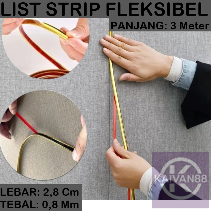 Jual KAIVAN88 3 METER LIST STICKER STRIP / LIST PLAT STRIP MIRROR ...
