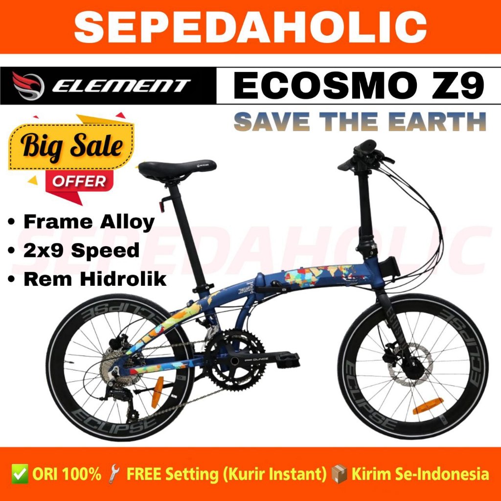 Jual Sepeda Lipat ELEMENT ECOSMO Z9 SAVE THE EARTH Ukuran 20 Inch Alloy ...