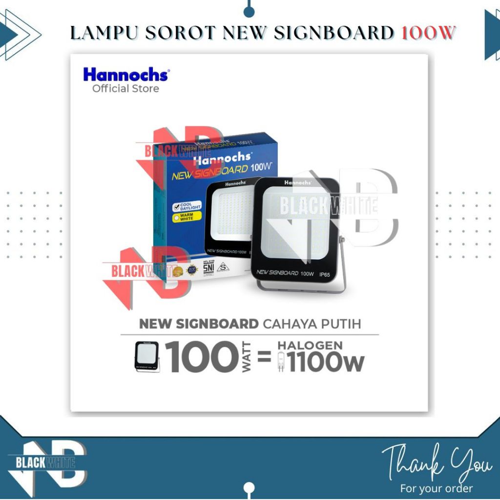 Jual Hannochs New Signboard 150W Lampu Sorot LED Flood Light Cahaya ...