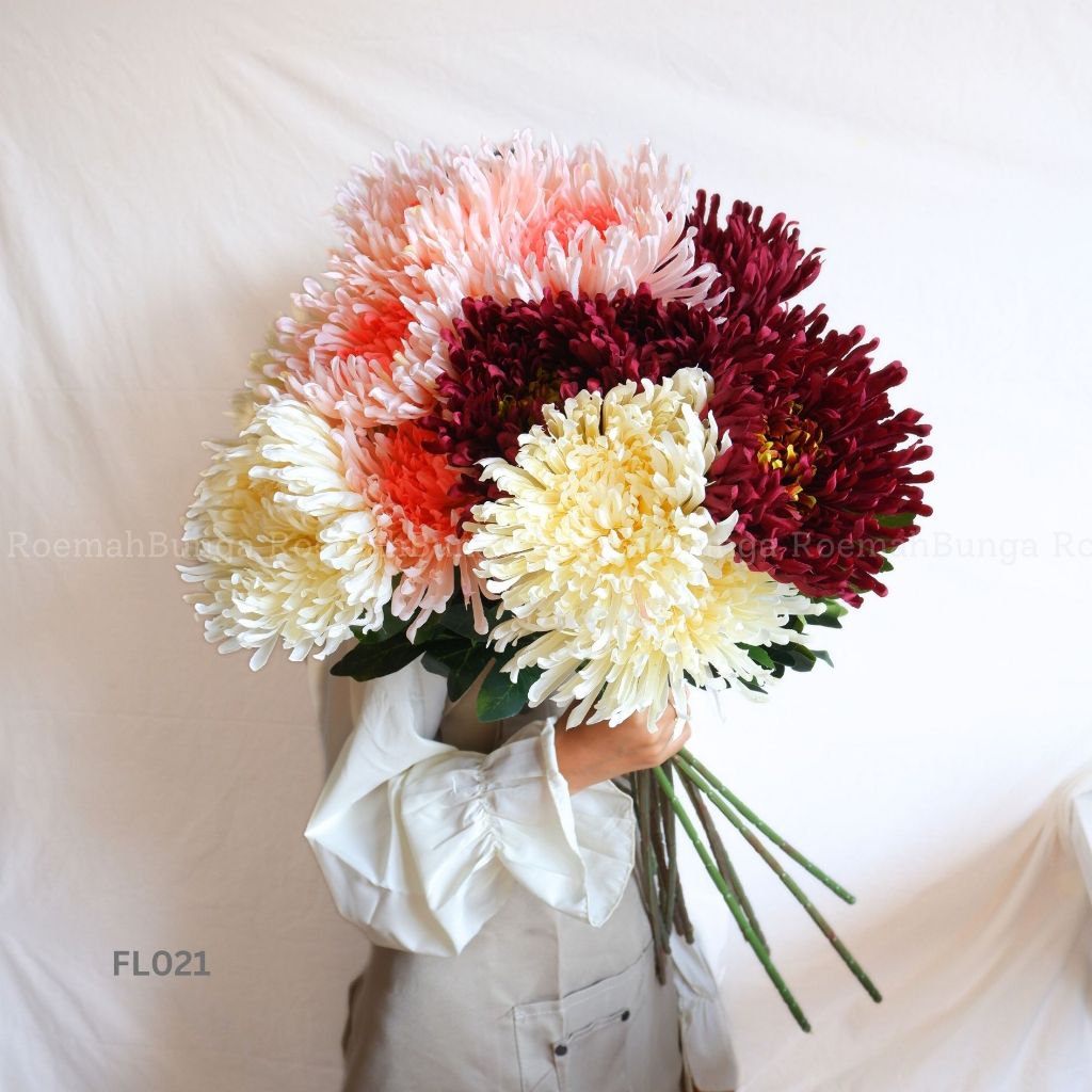 Jual 1 Head Chrysanthemum Spray Bunga Artifisial Dekorasi Buket ...