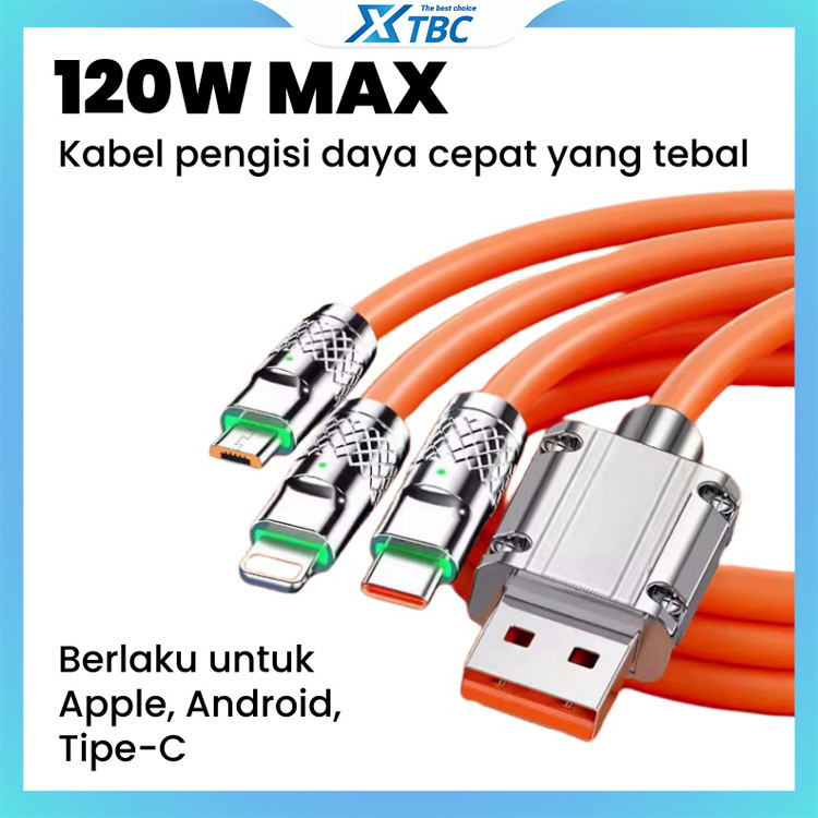 Jual XTBC KABEL 3 IN 1 FAST CHARGING 120W 6A USB UNTUK TIPE C IOS MICRO KABEL DATA FAST CHARGING ...