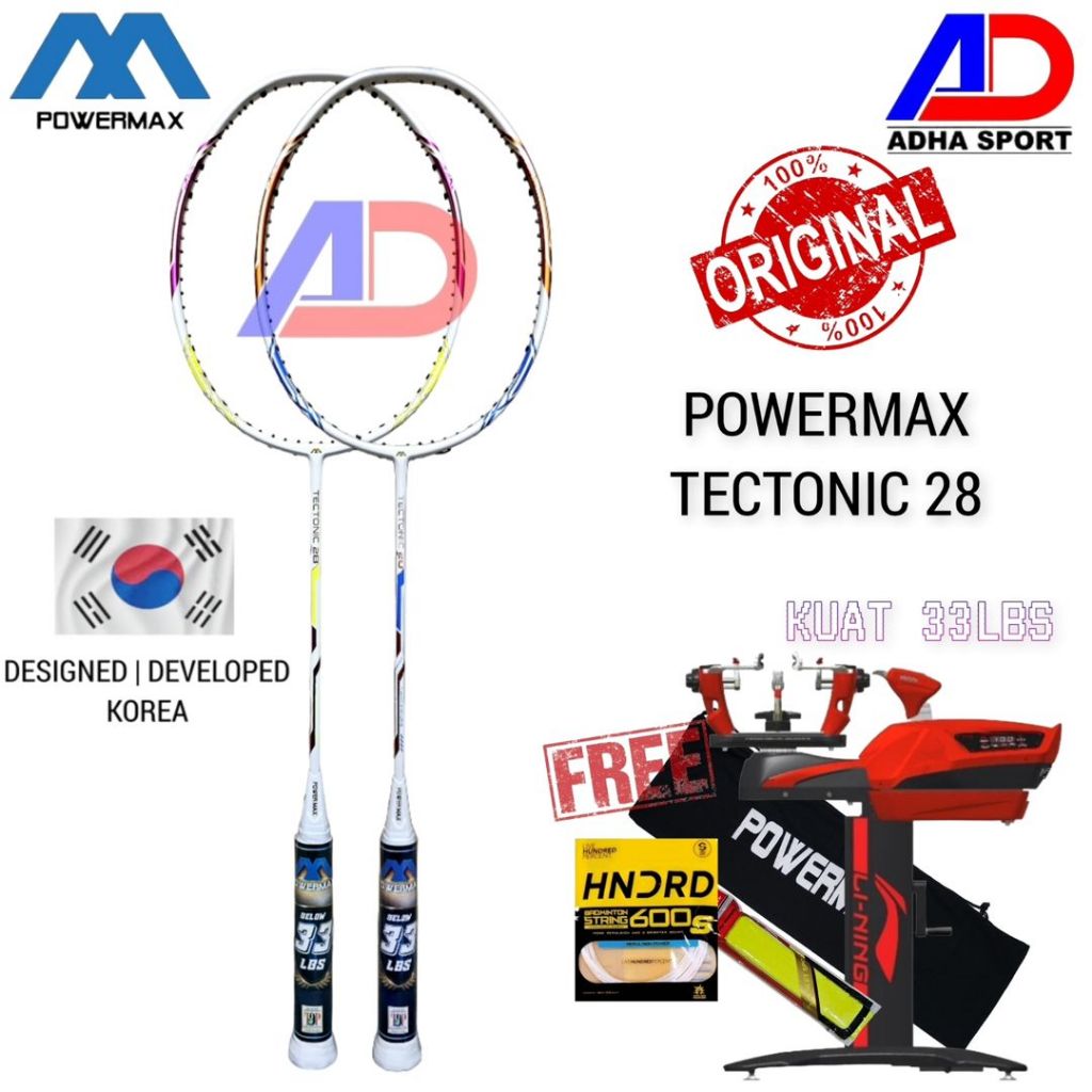 Jual Raket Badminton Powermax TECTONIC 28 Original 33 LBS Raket ...