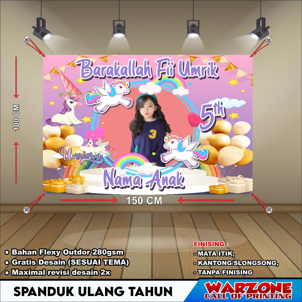 Jual SPANDUK/MMT/BANNER ULANG TAHUN TEMA UNICORN. BISA CUSTOM DESAIN UK ...