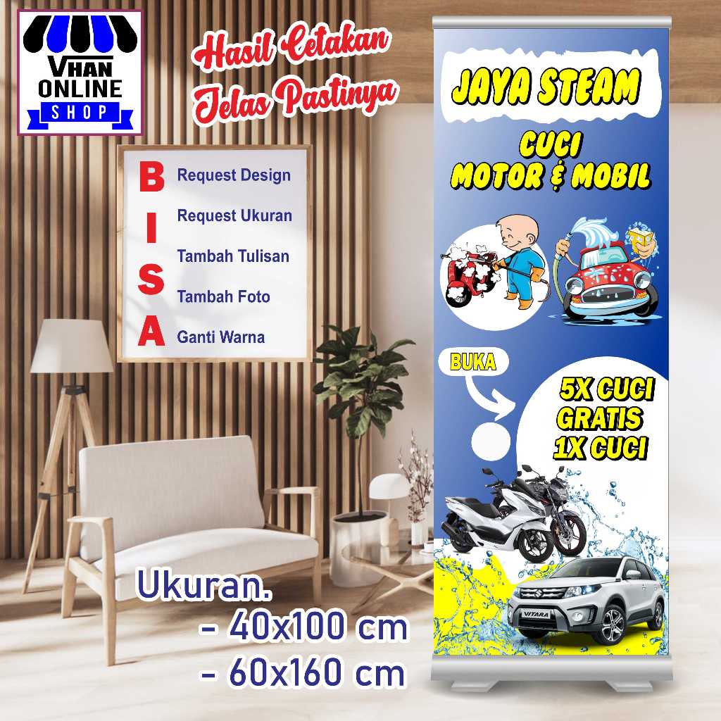 Jual Custom Spanduk Banner MMT Steam Motor atau Cuci Motor | Shopee ...