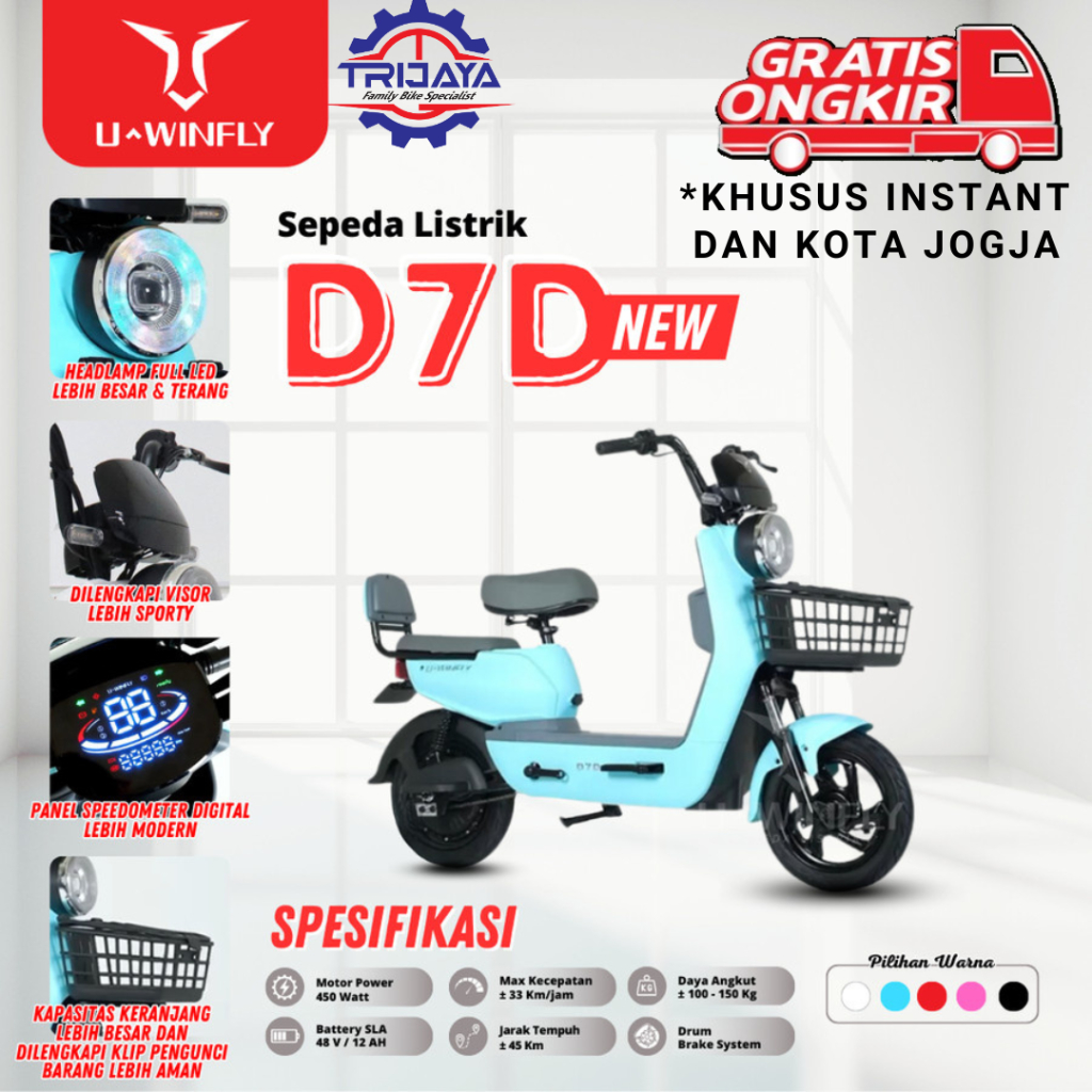 Jual Uwinfly D7D Sepeda Elektrik Sepeda Listrik 450 W (KHUSUS INSTANT ...