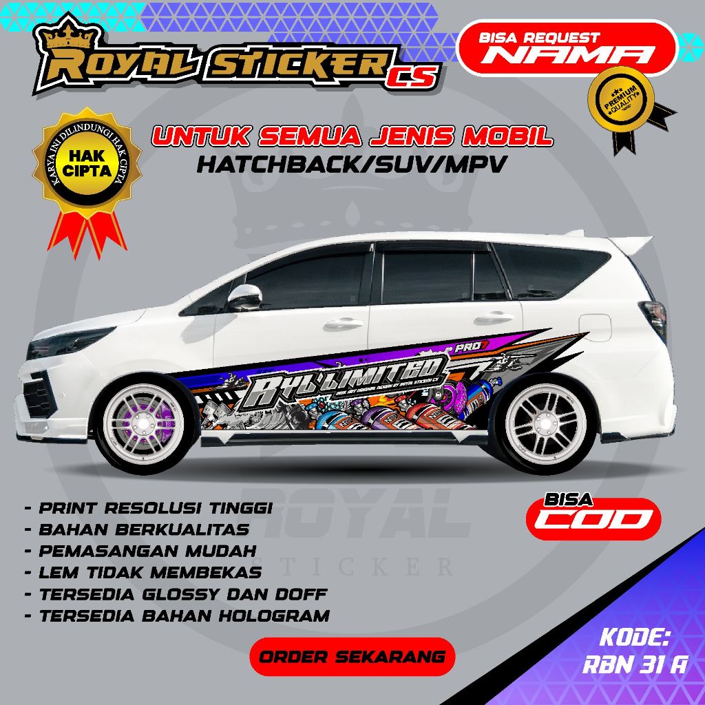 Jual RBN 31-STIKER DECALL DESIGN THAILOOK SEMUA MOBIL INNOVA, FORTUNER ...