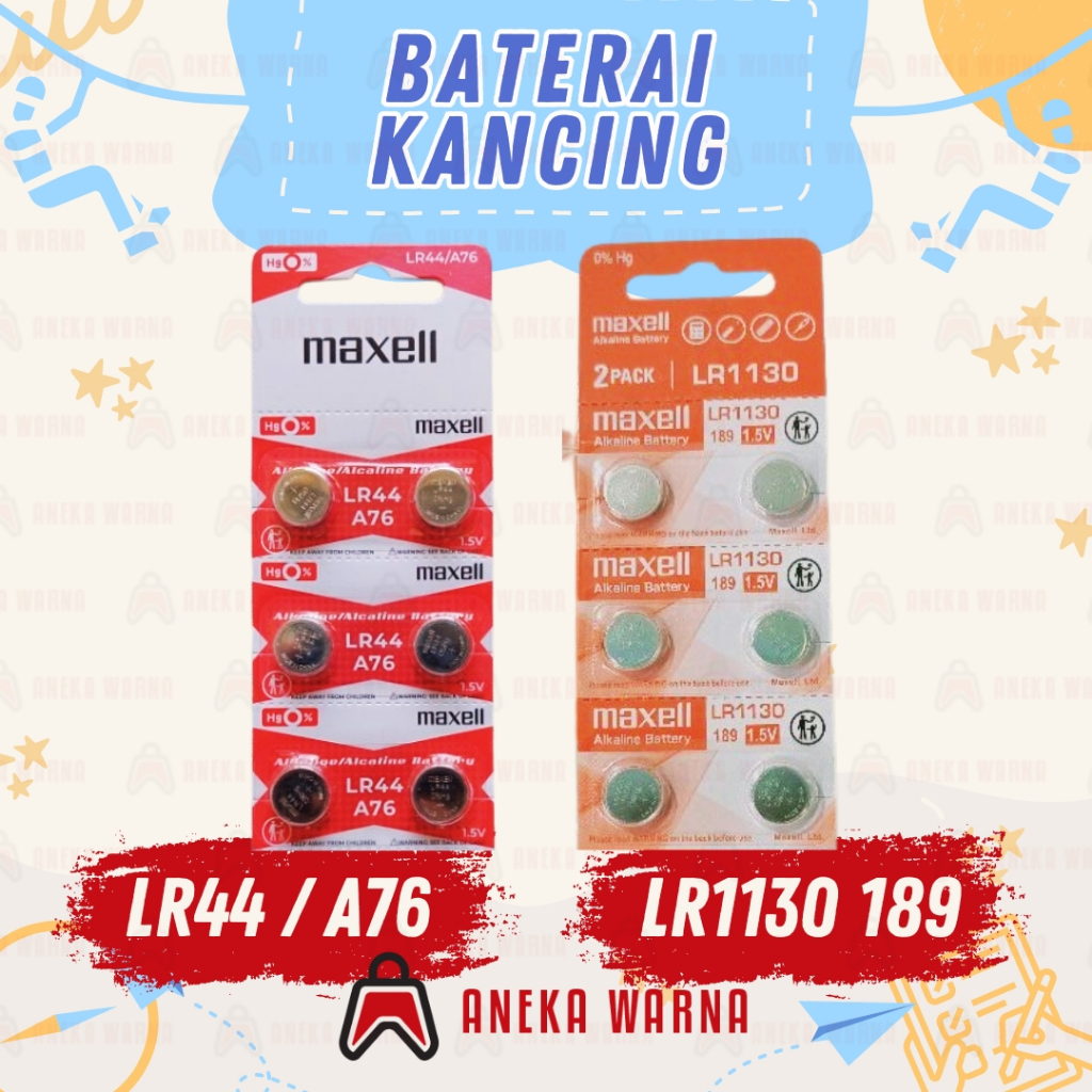 Jual BATERAI KANCING/BULAT MAXELL LR44 / LR1130 (1 PCS) | Shopee Indonesia
