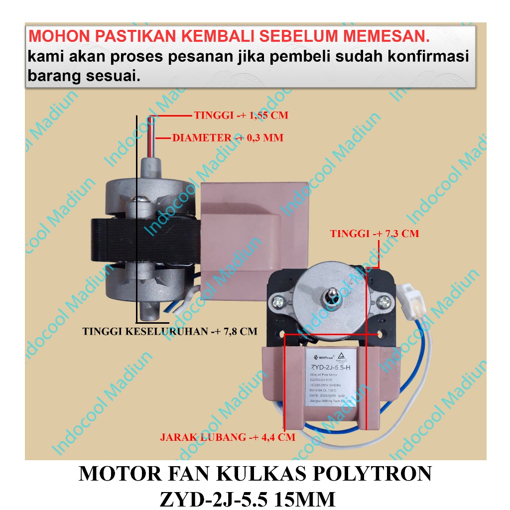Jual MFKPK FAN MOTOR KULKAS/DINAMO KULKAS/MOTOR FAN KULKAS POLYTRON ZYD ...