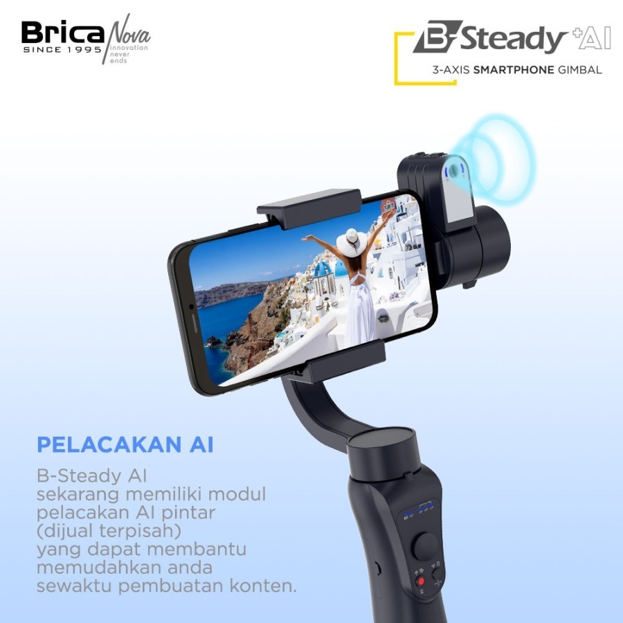 Jual Brica B-Steady AI - BSteady AI 3-Axis Gimbal Stabilizer for Smartphone / HP & Action Cam ...