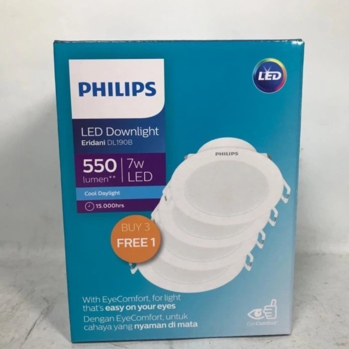 Jual Lampu Downlight Eridani 7W LED Philips Multipack PACK 7 Watt 3000k 6500k Beli 3 Gratis 1 ...