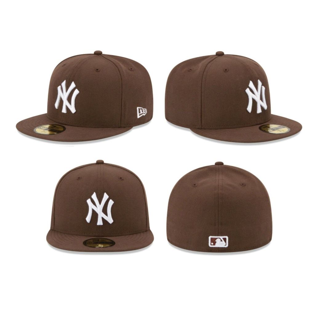 Jual Topi Fitted NY New York Brown White Logo Bordir Build Up Caps ...