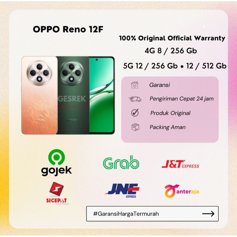 Jual OPPO Reno 12F 4G 5G 12/256GB 12/512GB | Shopee Indonesia