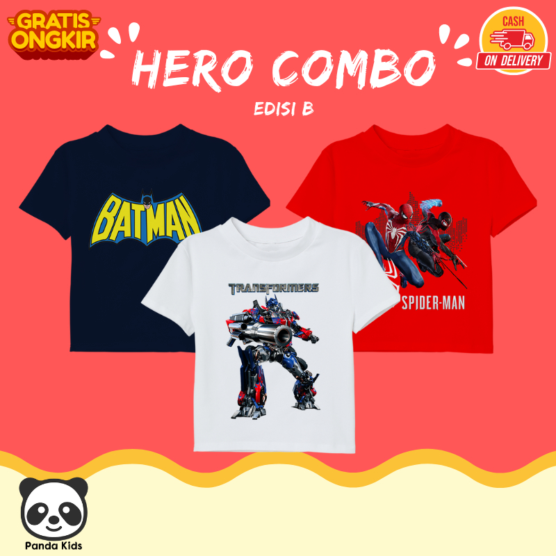 Jual Paket Combo Spesial Kaos Anak Laki-Laki Motif Super Hero(B) 1-10 Tahun-Panda Kids | Shopee ...