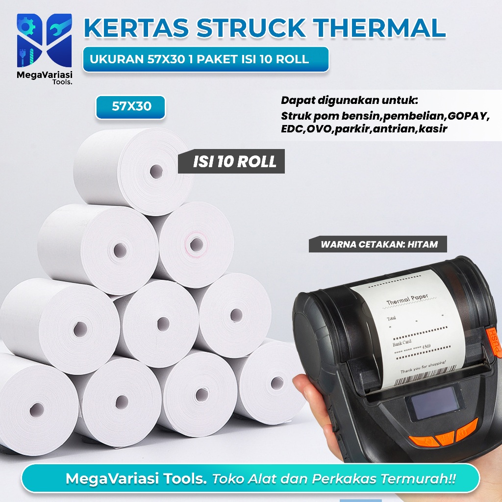 Jual Kertas Thermal 57x30mm Kertas Kasir Struk Kertas Thermal Termal ...