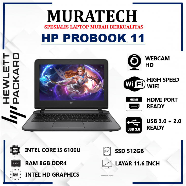 Jual LAPTOP MURAH HP PROBOOK 11 INTEL CORE I3 RAM 8GB 512GB SSD 11 INCH ...
