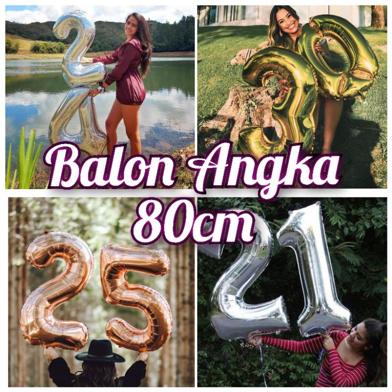 Jual [BA-S] 80CM BALON FOIL ANGKA JUMBO, GOLD, SILVER DAN ROSE GOLD | Shopee Indonesia