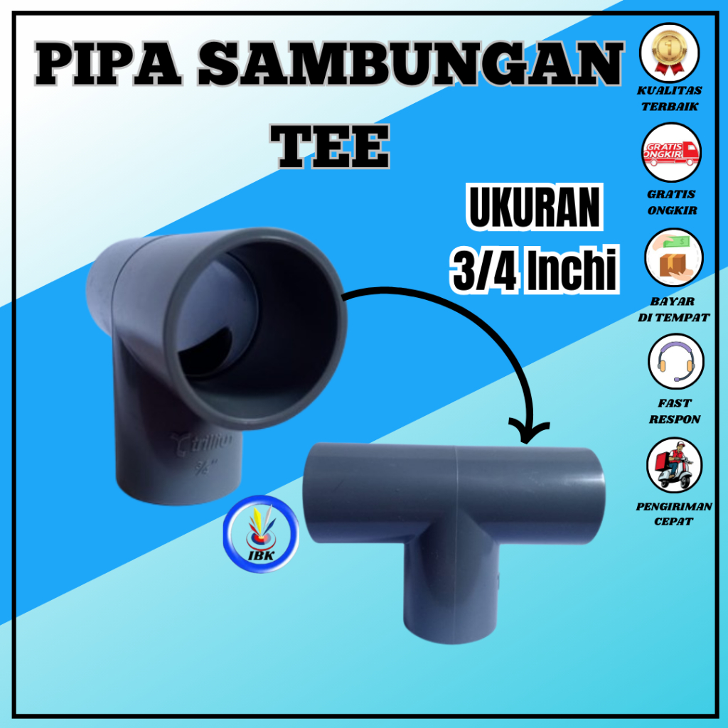 Jual Trilliun Sambungan Pipa uPVC Tee TS 3/4 Inci IBK_123 | Shopee ...