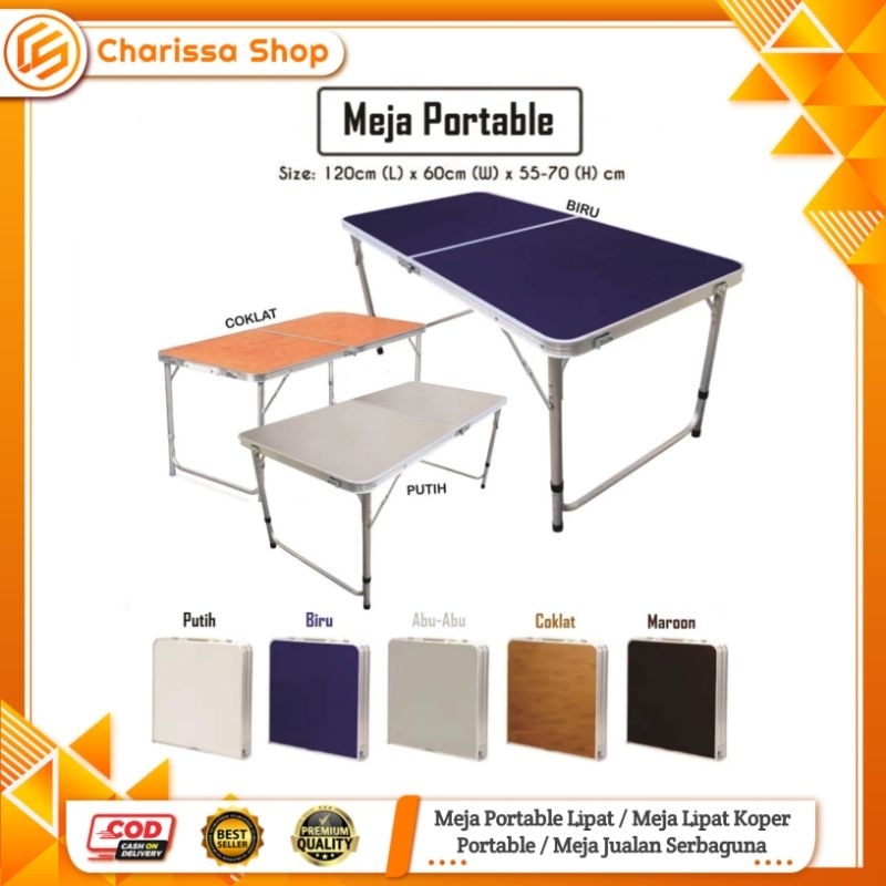 Jual Meja Portable Lipat / Meja Lipat Koper Portable / Meja Jualan Serbaguna / Meja Makan ...