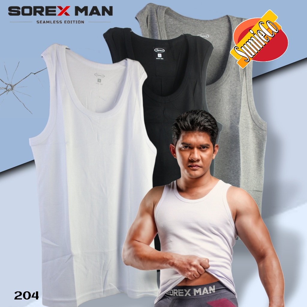Jual SM204 (1-3 Pcs) Sorex Man Singlet Tantop Kaos Dalam Pria Dewasa Size S M L XL | Shopee ...