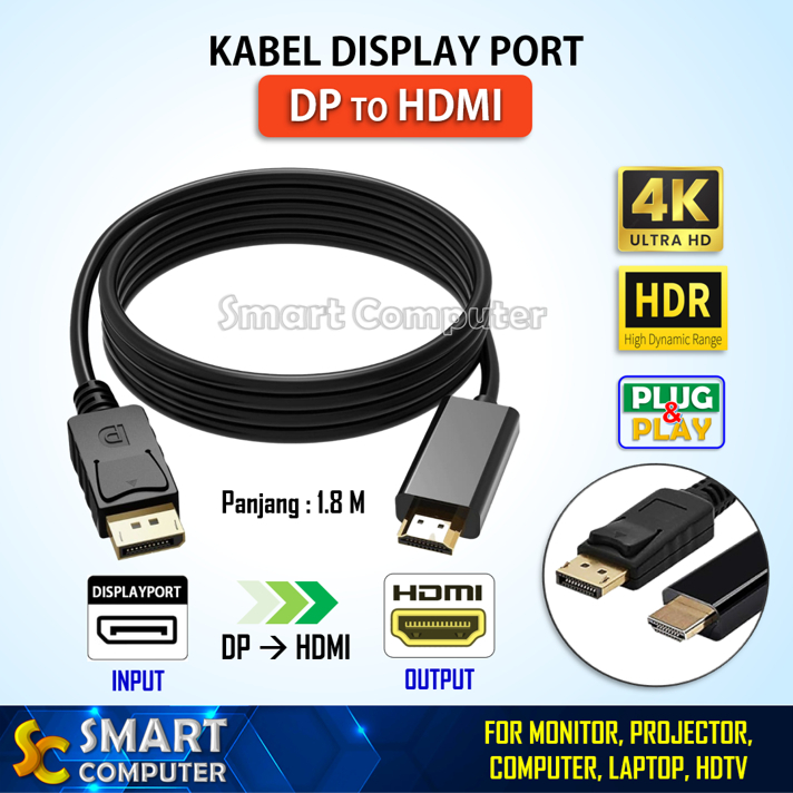 Jual Kabel Display Port DP to HDMI / Kabel DP to DP Ultra HD 4K / 2K ...