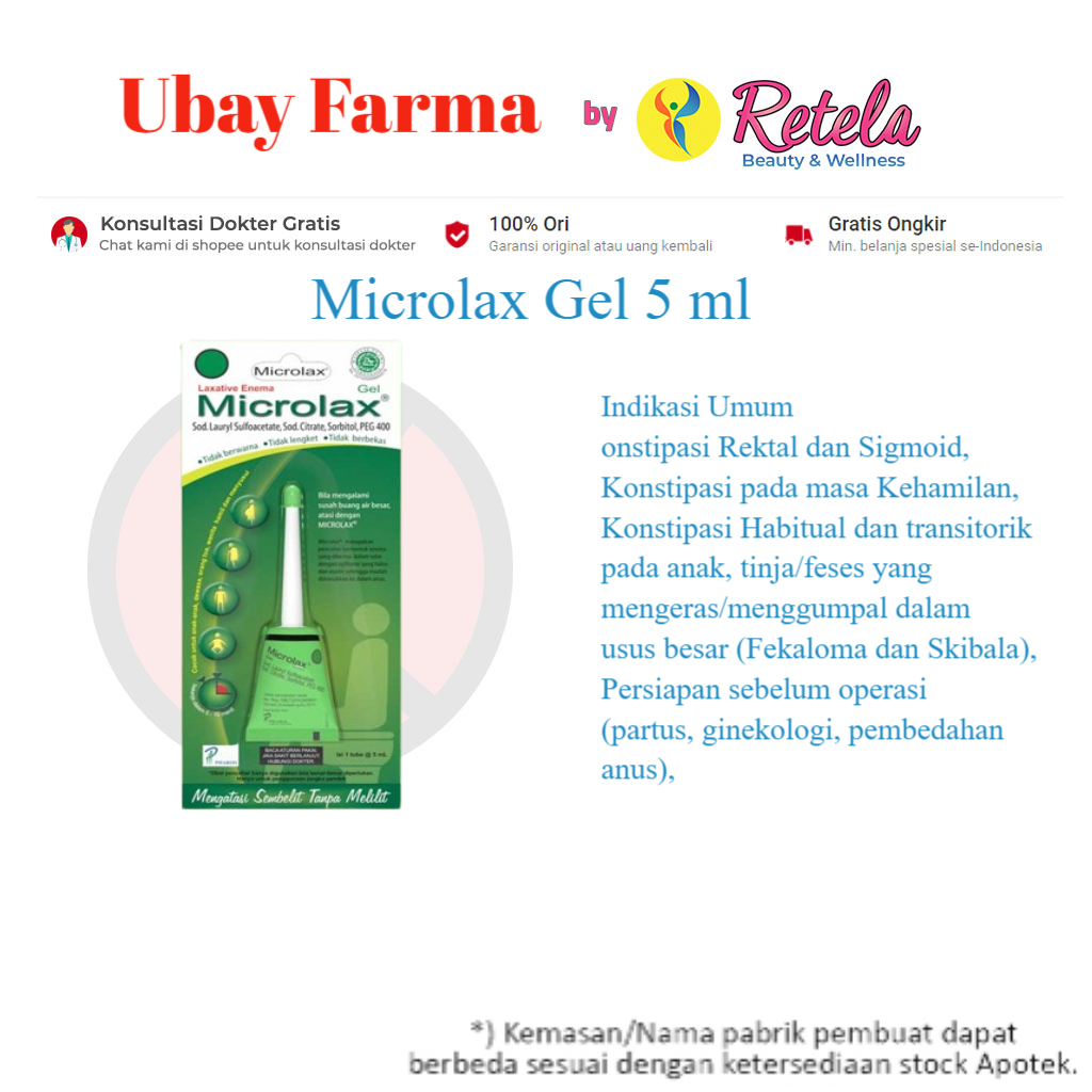 Jual Microlax Gel 5 ml / Sembelit / Obat Pencahar | Shopee Indonesia