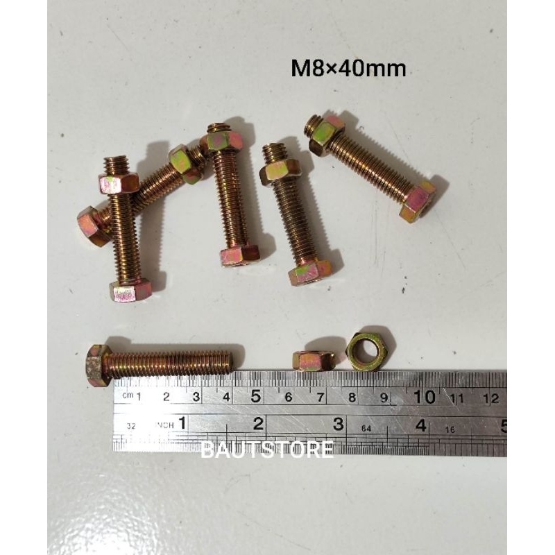Jual Baut Mur Kuning/BMK - Baut 12/M8 x 4cm (paket 5pcs) | Shopee Indonesia
