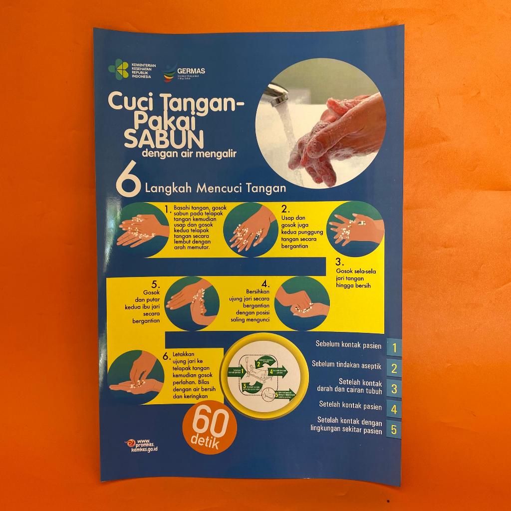 Jual Poster Cara Cuci Tangan Pakai Sabun Versi Nakes - Biru Muda ...